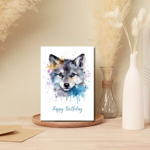 Printable Birthday Card, Wolf Birthday Card, Card Instant Download ...