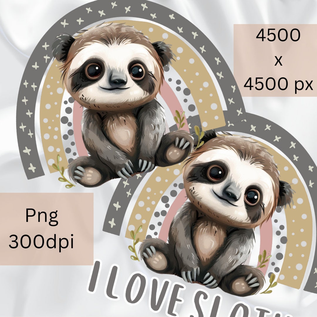 Sloth PNG, I Love Sloths, Sloth Clipart, Printable, Cute Sloth, Digital ...