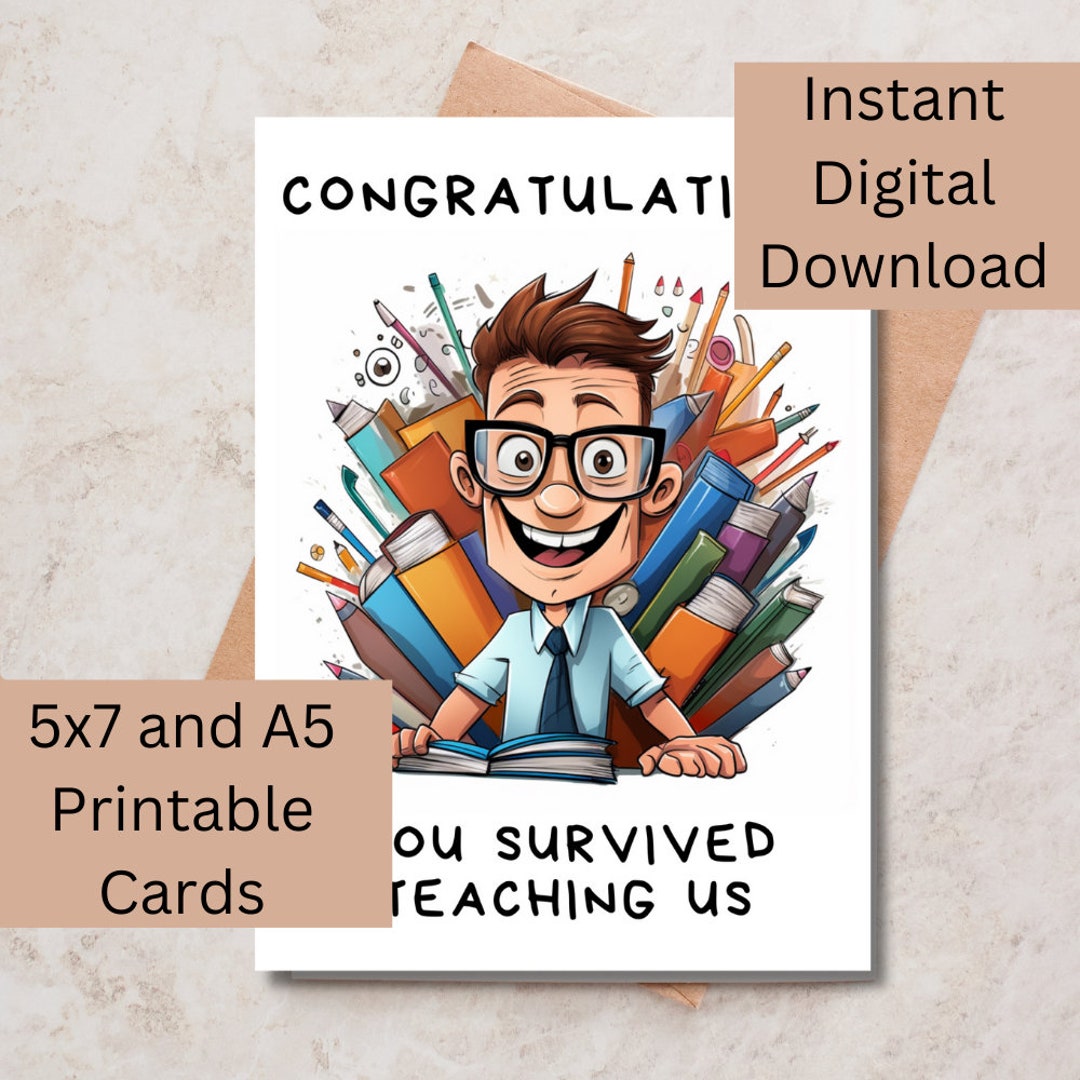 Teacher Thank You Card - Printable, Appreciation Card, Leaving School ...