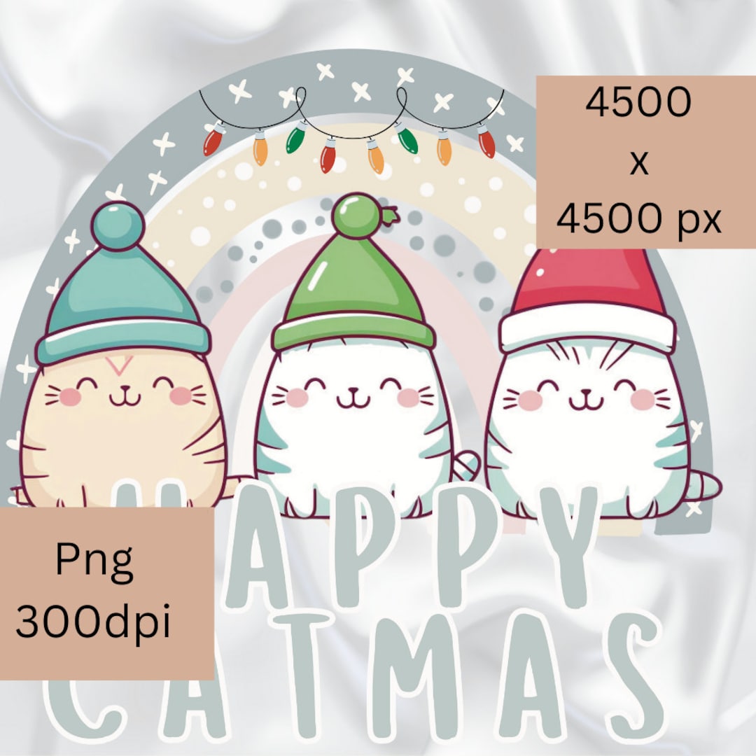 Happy Catmas Png Printable, Christmas Cats Png, Digital Download ...