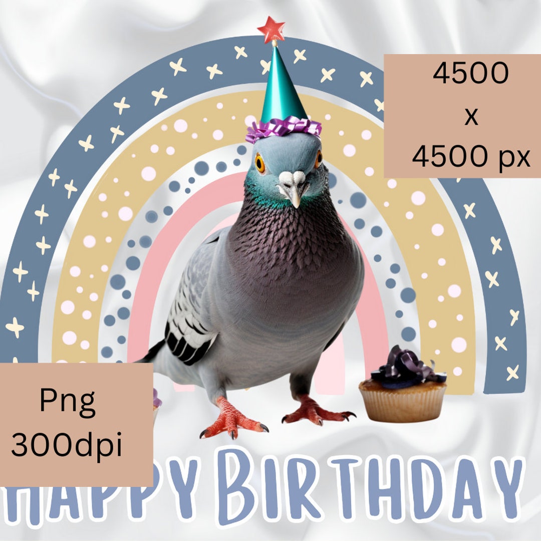 Rainbow Pigeon Png, Birthday Png, Digital Download, Party Pigeon ...