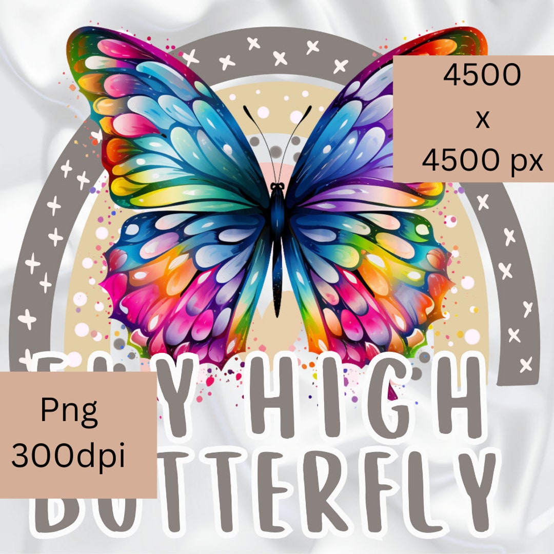 Butterfly Rainbow Png Printable, Fly High Butterfly Png, Butterfly ...
