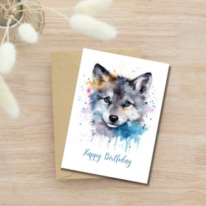 Printable Birthday Card, Wolf Birthday Card, Card Instant Download ...