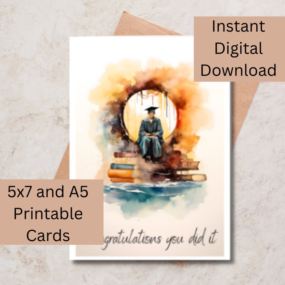 Printable Graduation Card, Male, Well Done, Congratulations, Card ...