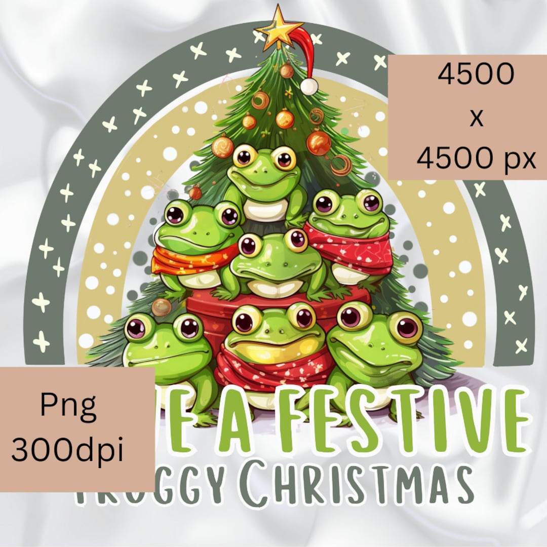 Festive Froggy Christmas Png Printable, Happy Christmas PNG, Christmas ...