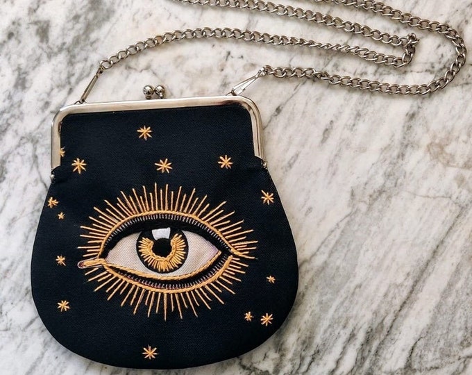 Evil Eye Coin Purse, Evil Eye Embroidered Bag, Crossbody Bag, Evil Eye ...