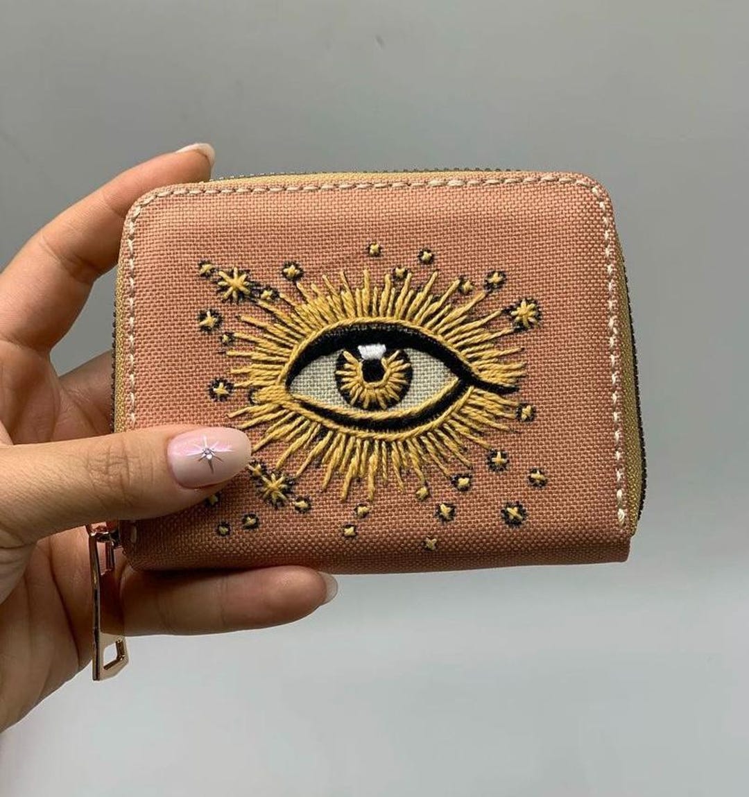 Evil Eye Embroidery Wallet, Evil Eye Pouch, Embroidery Wallet - Etsy