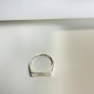 925 Sterling Silver Rectangle Signet Ring, Unisex Wide Signet Ring, 925 ...