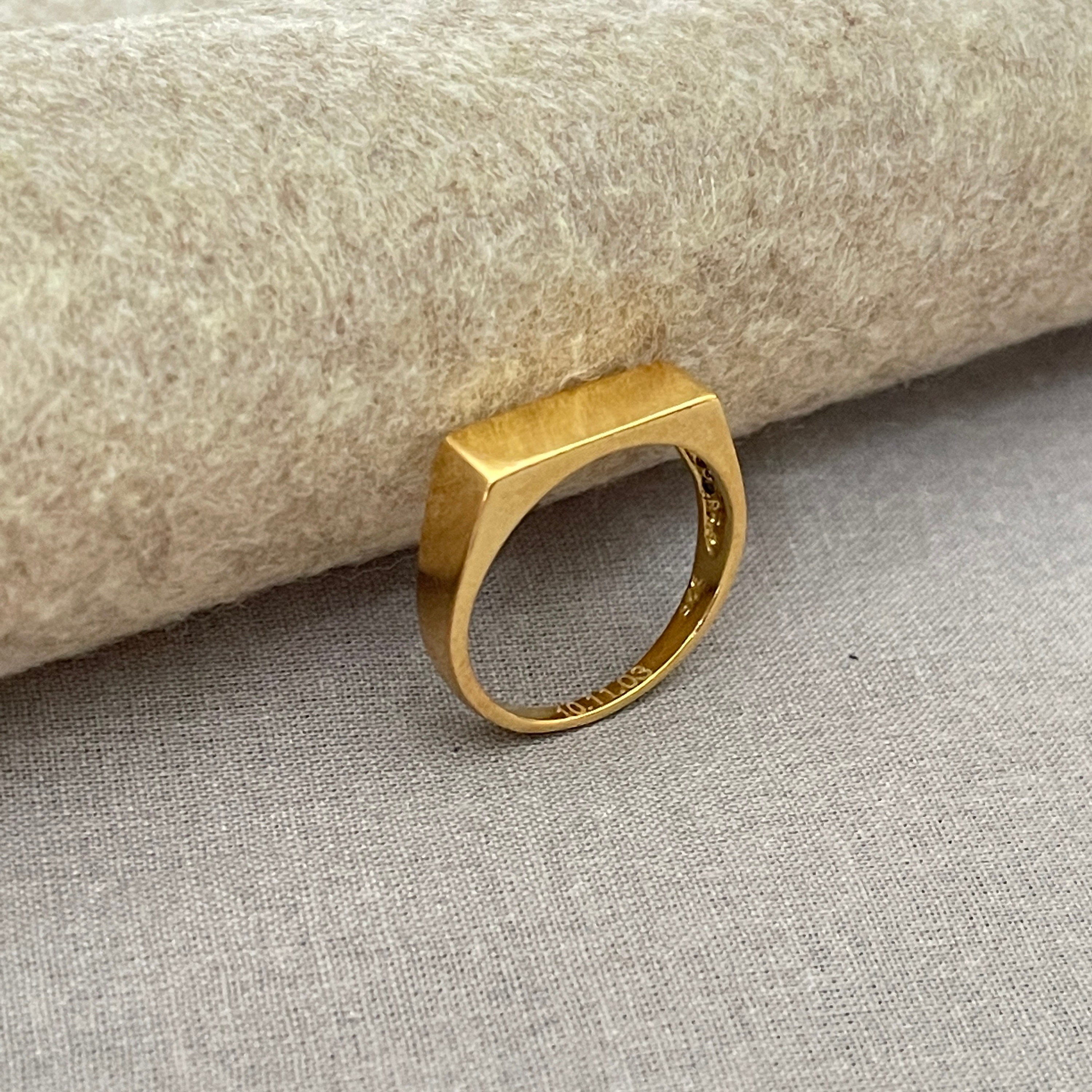 18k Gold Bar Signet Ring Rectangle Ring Rectangle Silver - Etsy Canada