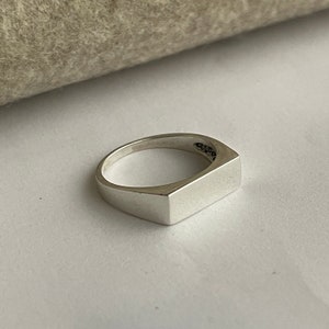 18k Gold Bar Signet Ring, Rectangle Ring, Rectangle Silver Rings for ...