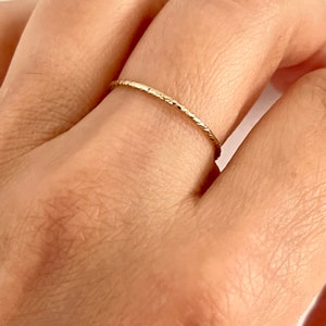 Minimal 14k Gold Filled Tarnish Resistant Ring, Gold Sparkle Twist Stacking Ring for Women ...