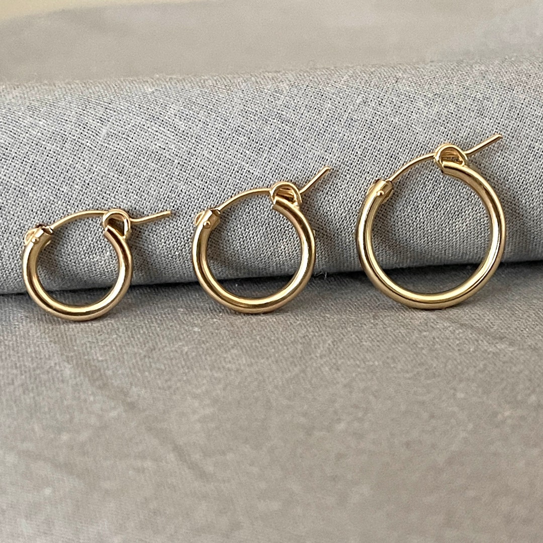 14k Gold Filled Tarnish Resistant Tube Earrings, Hinged 13-19mm ...