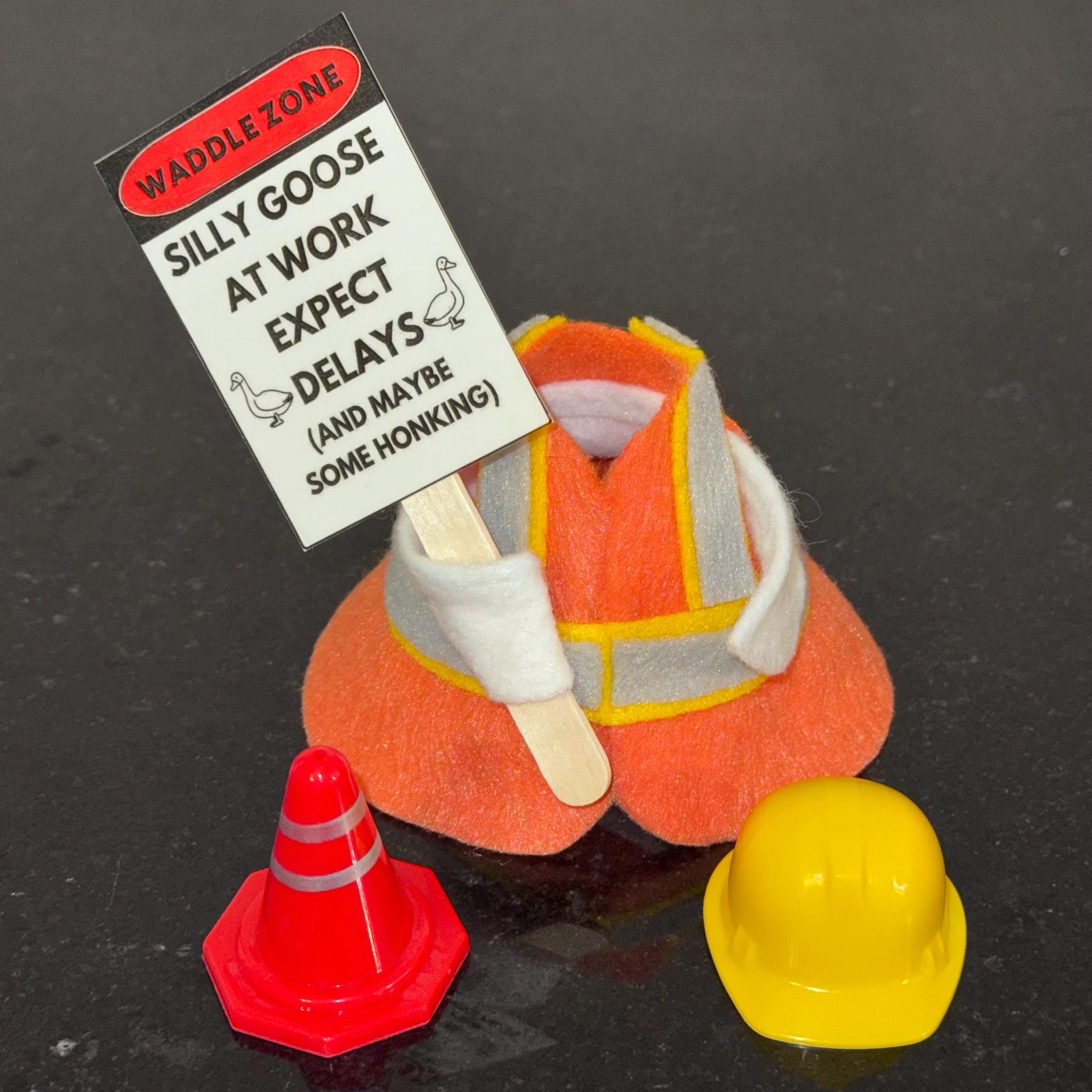 Mini 7” Desk Goose Silly Construction Worker Outfit With Cone and ...