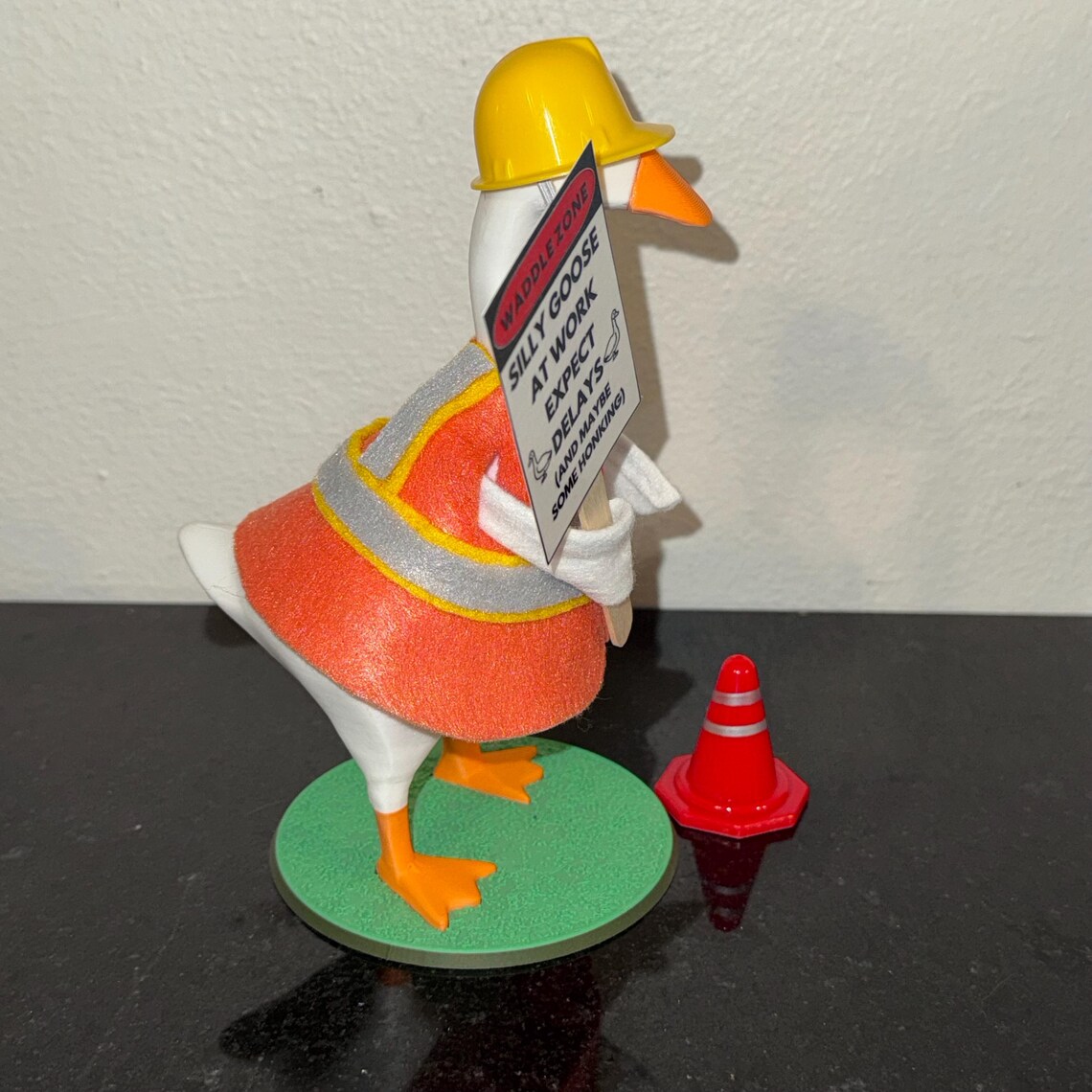 Mini 7” Desk Goose Silly Construction Worker Outfit With Cone and ...