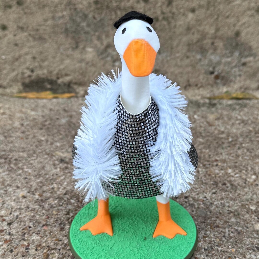 Mini Desk Goose Silver Glitter New Year Holiday Outfit With Removable ...