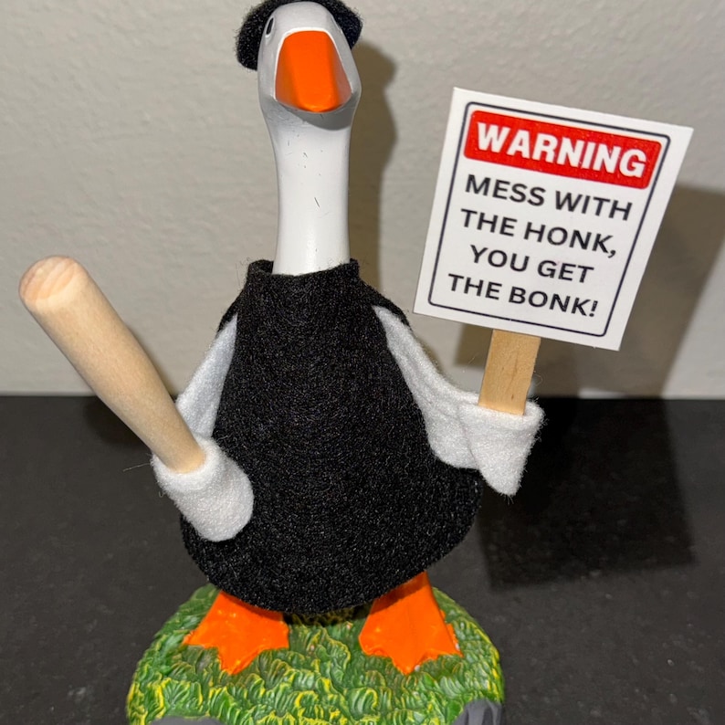 Mini Desk Goose You Get the Bonk Bat Outfit With Hand Sign for 7 ...