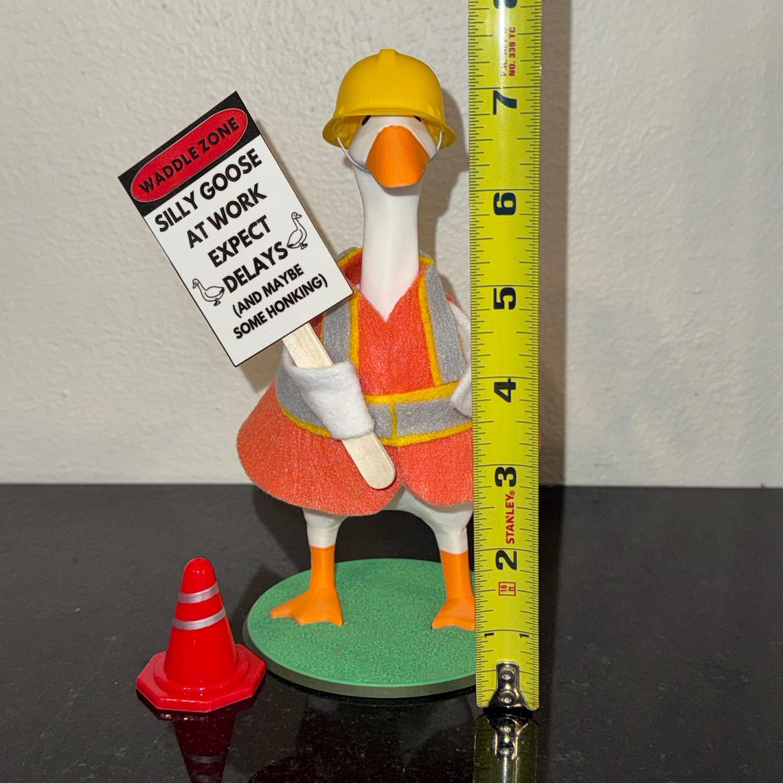 Mini 7” Desk Goose Silly Construction Worker Outfit With Cone and ...