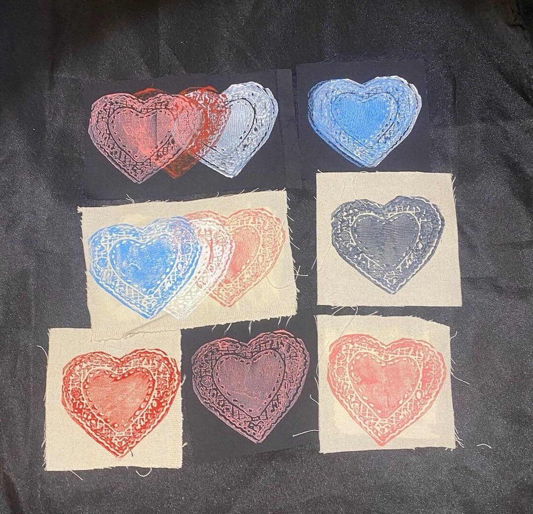 Heart Doily Linocut Patch - Etsy