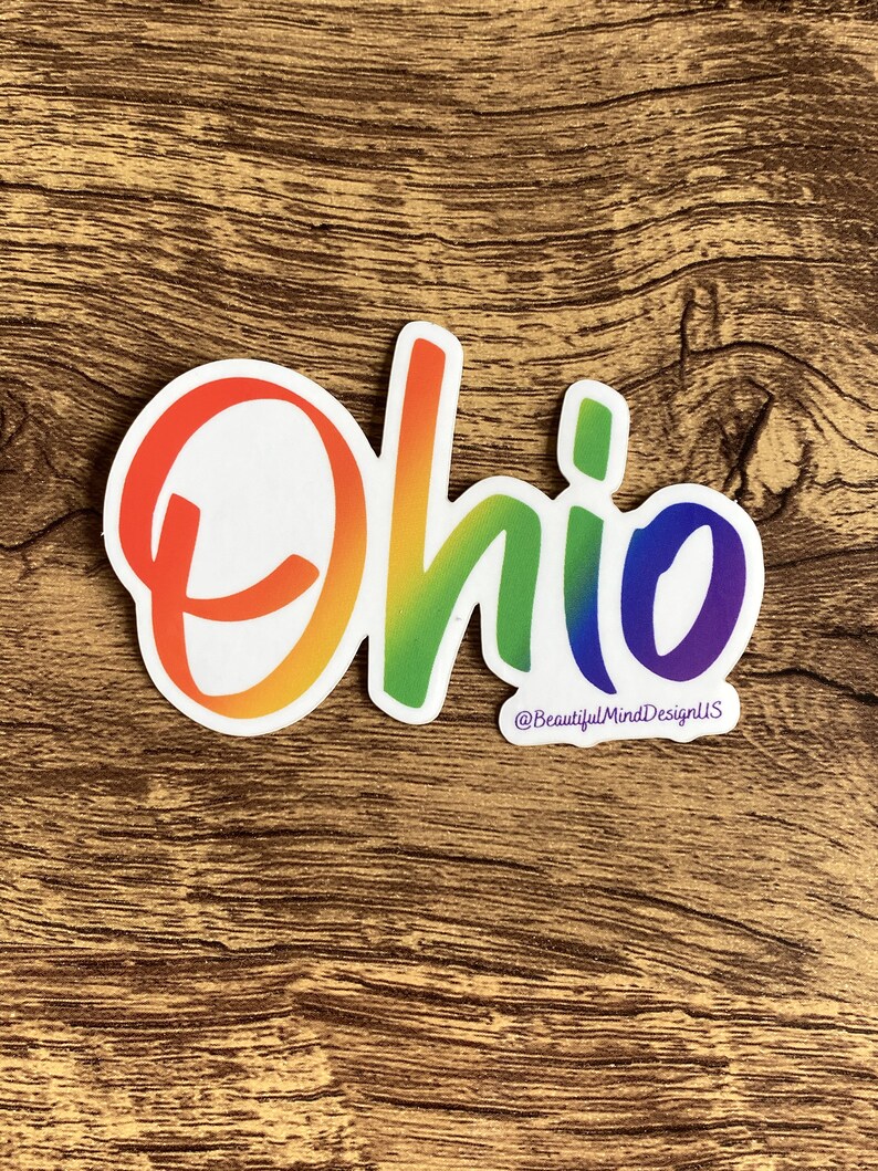 Ohio Script Rainbow Sticker - Etsy