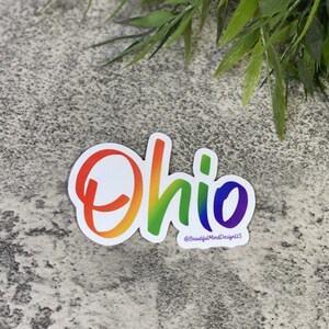 Ohio Script Rainbow Sticker - Etsy