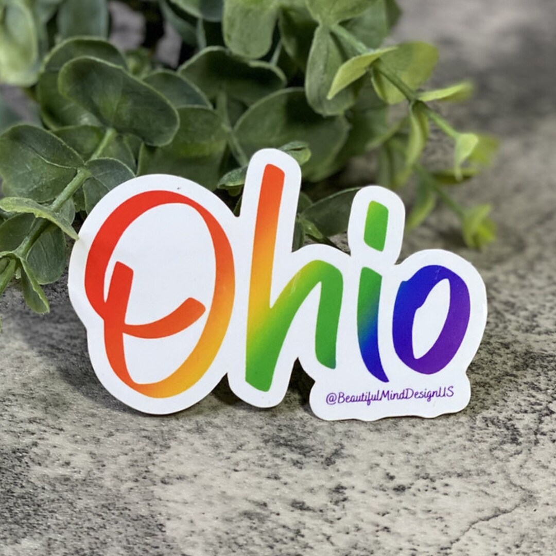 Ohio Script Rainbow Sticker - Etsy