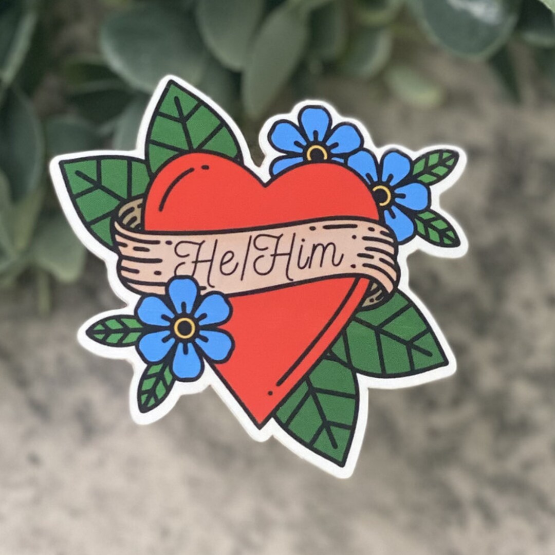 Express Pronoun Pride With 'he/him' Sticker - Waterproof, Weatherproof ...