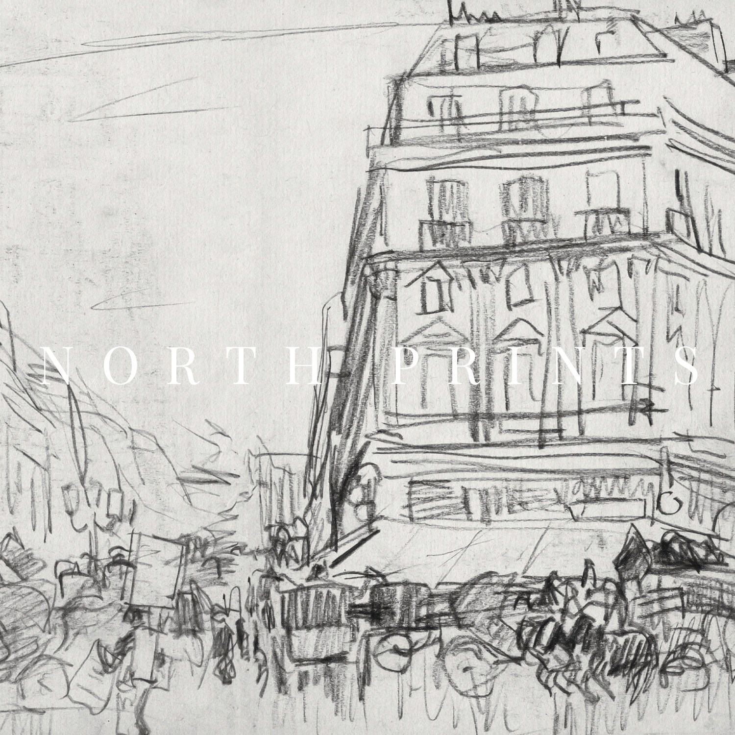 Antique Cityscape Sketch | Minimalist Vintage Abstract Drawing Art ...