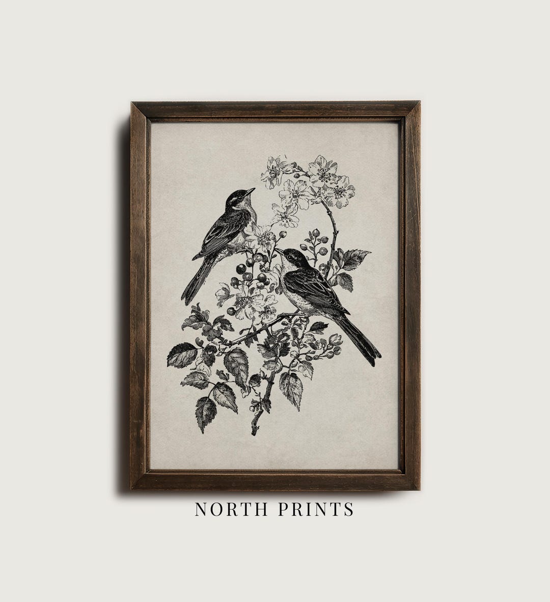 Victorian Bird Illustration Print, Neutral Botanical Wall Decor ...