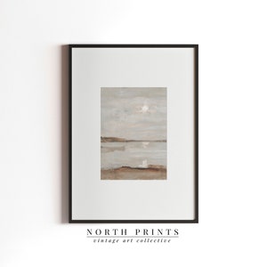 Muted Beach Scene Oil Painting: Warm Tone Coastal Art (digital Download ...