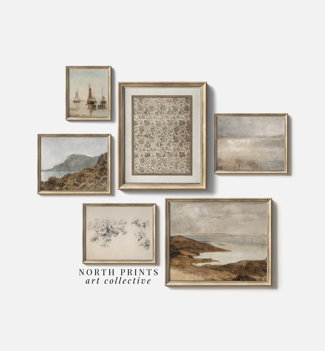 PRINTABLE Coastal Lake House Gallery Wall Art SET of Six Neutral Art ...