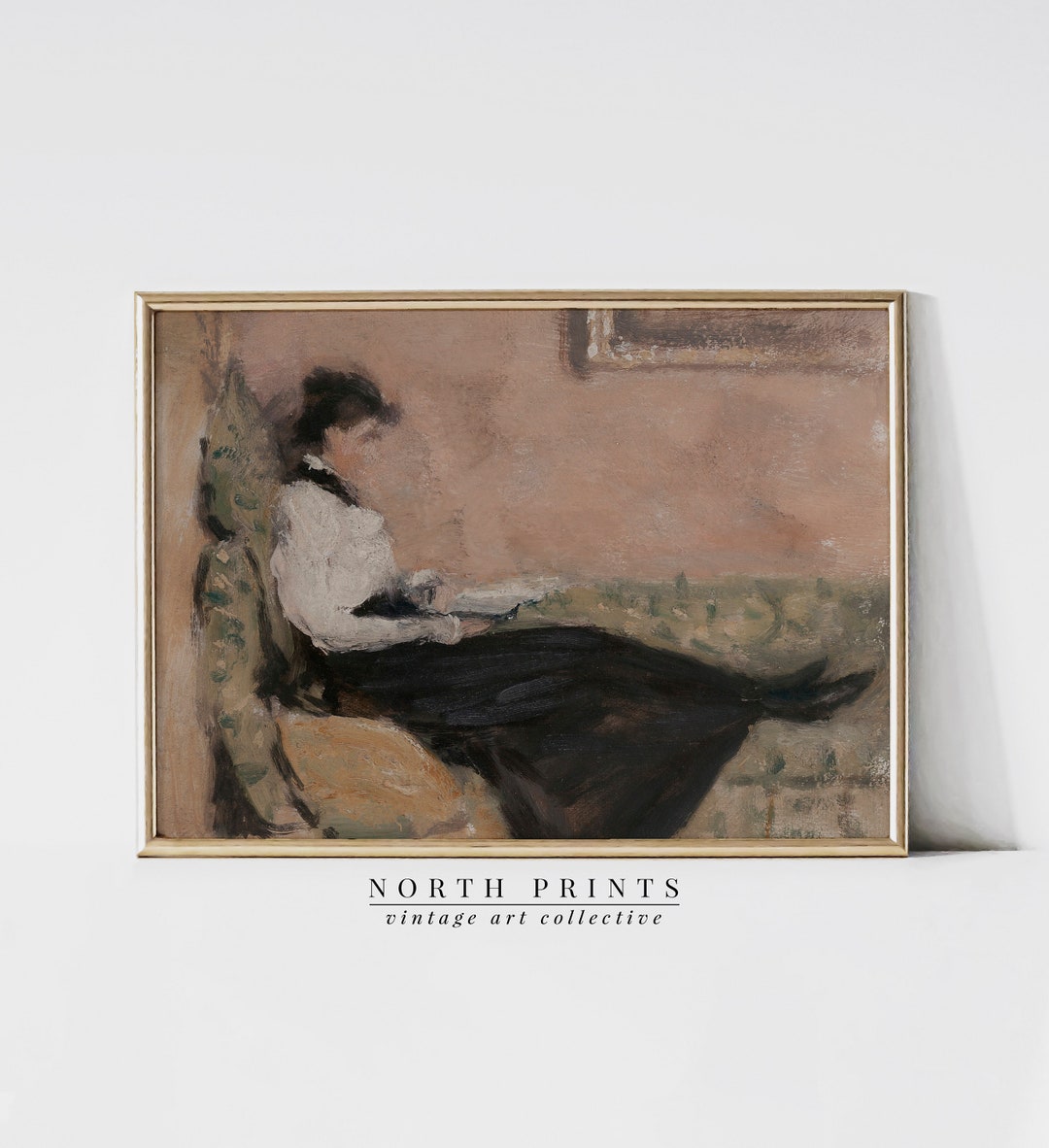 PRINTABLE Book Reading Painting Vintage Portrait Library Wall Art ...