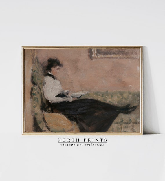 PRINTABLE Book Reading Painting Vintage Portrait Library - Etsy