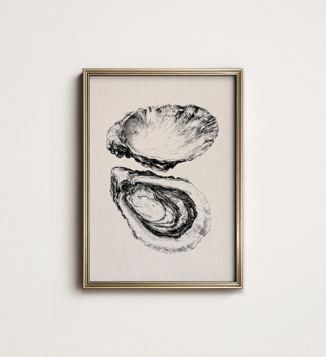 Oyster Shell Sketch Print: Minimalist Coastal Wall Art (digital ...