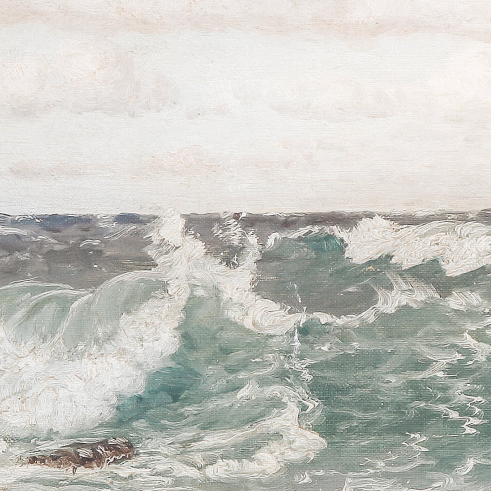 Coastal Vintage Painting Ocean Waves Art Print Digital - Etsy