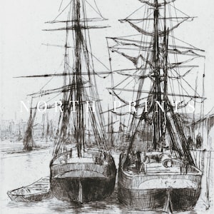 Antique Nautical Sketch Art | Ship Drawing Vintage Boat Art Print ...