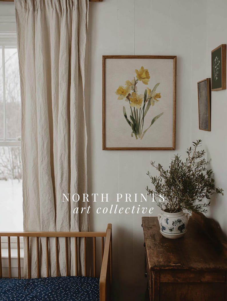 March Birth Flower Art, Daffodil Floral Nursery Wall Decor, Spring ...