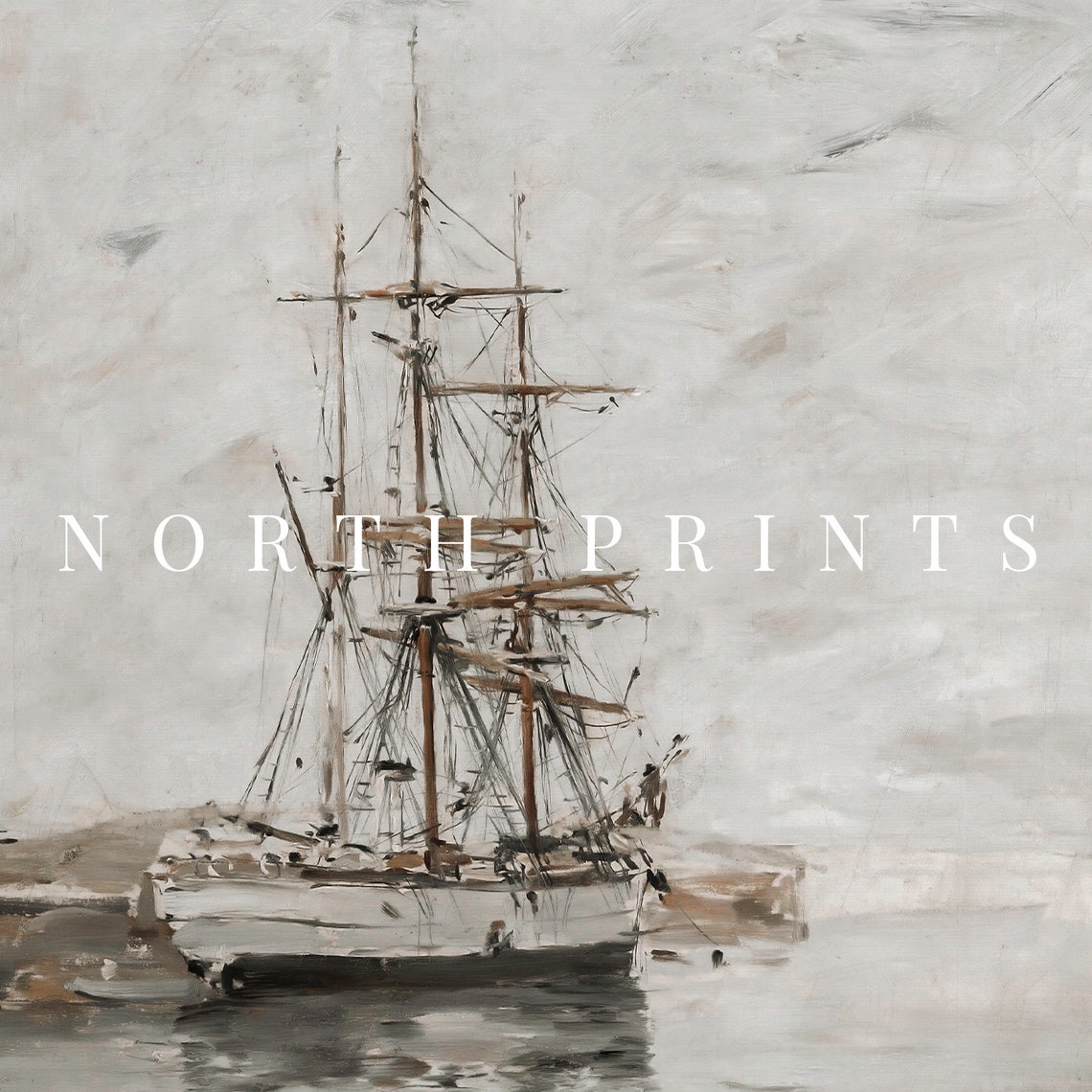 Muted Nautical Ship Art PRINTABLE Oil Painting Vintage - Etsy