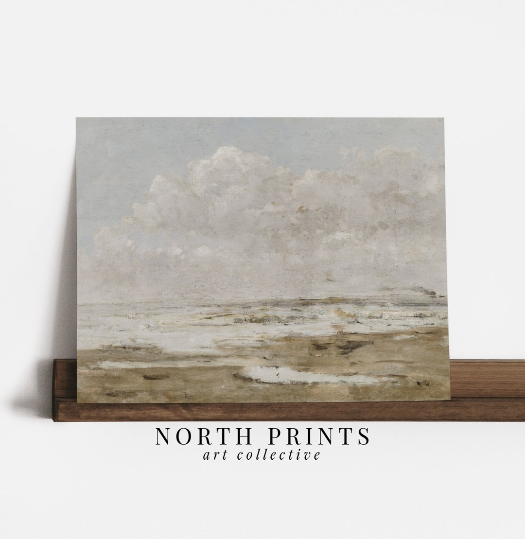 Muted Beach Painting: Vintage Coastal Art Print (digital Download) 7-23 ...