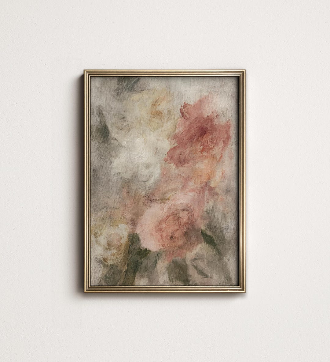 Vintage Blush Rose Floral Art: Romantic Cottagecore Print (digital ...