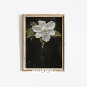 Dark Vintage Magnolia Painting | Green Wall Art | Moody Farmhouse ...