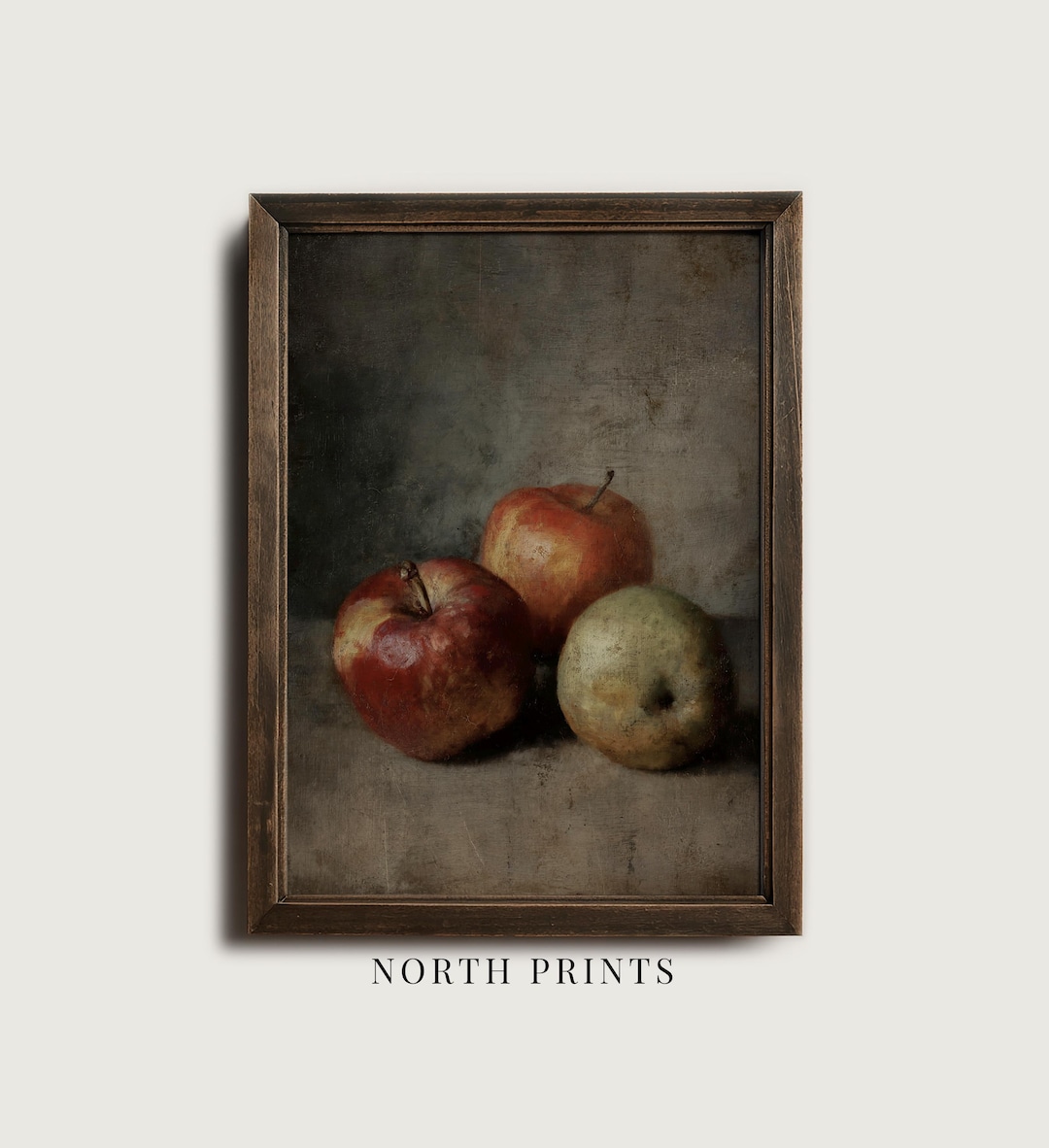 Apple Still Life Art Print, Rustic Moody Kitchen Decor, Dining Room ...