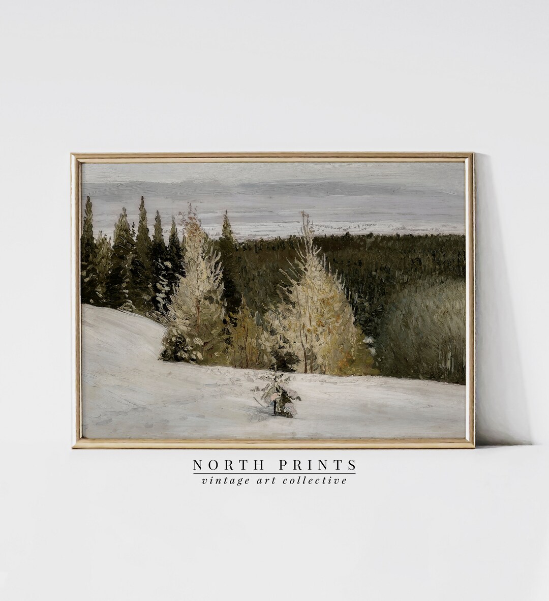 PRINTABLE Winter Forest Landscape Painting Moody Country - Etsy