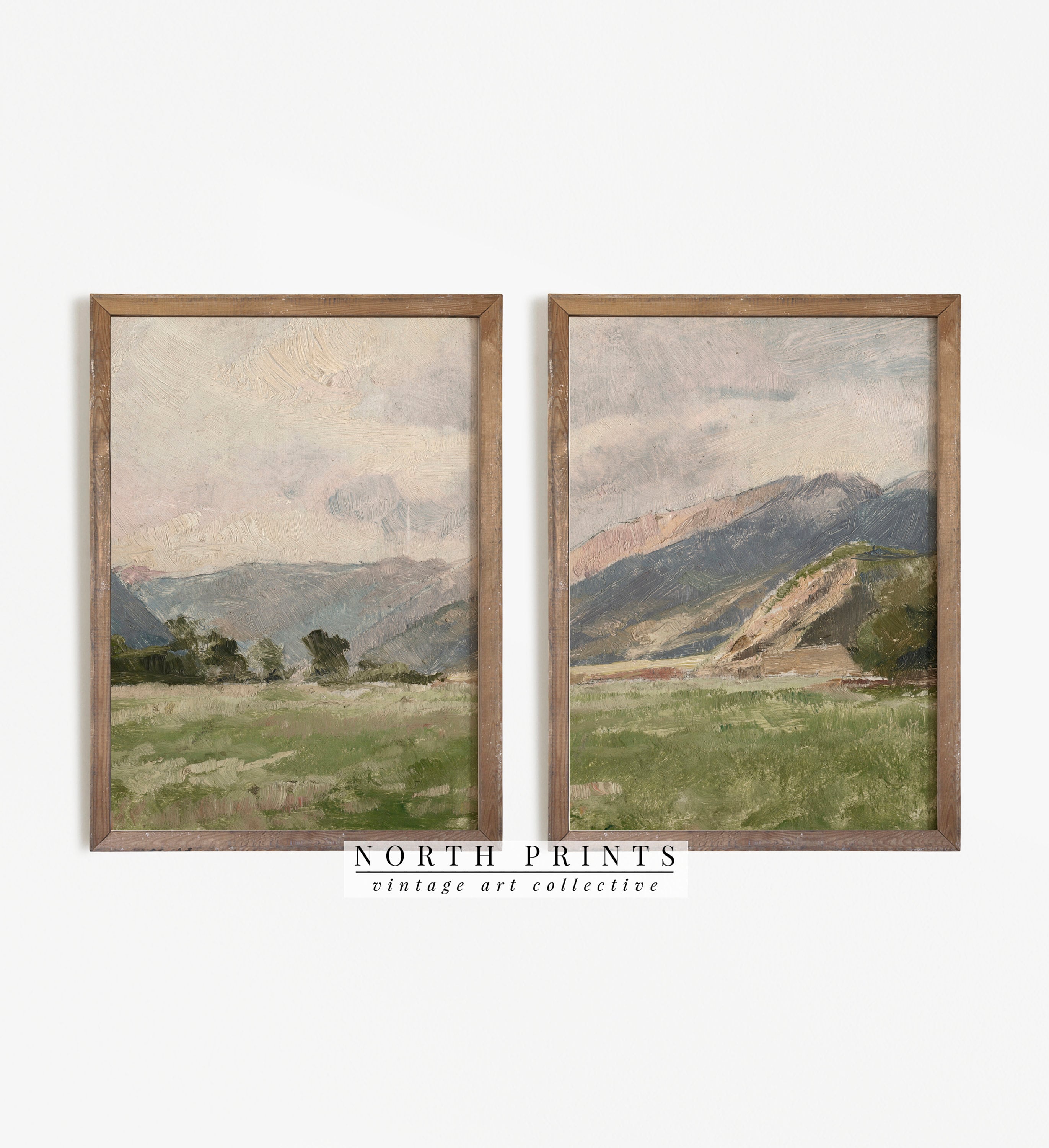 Two Piece Landscape Print SET | Split Panel PRINTABLE | Vintage Digital ...