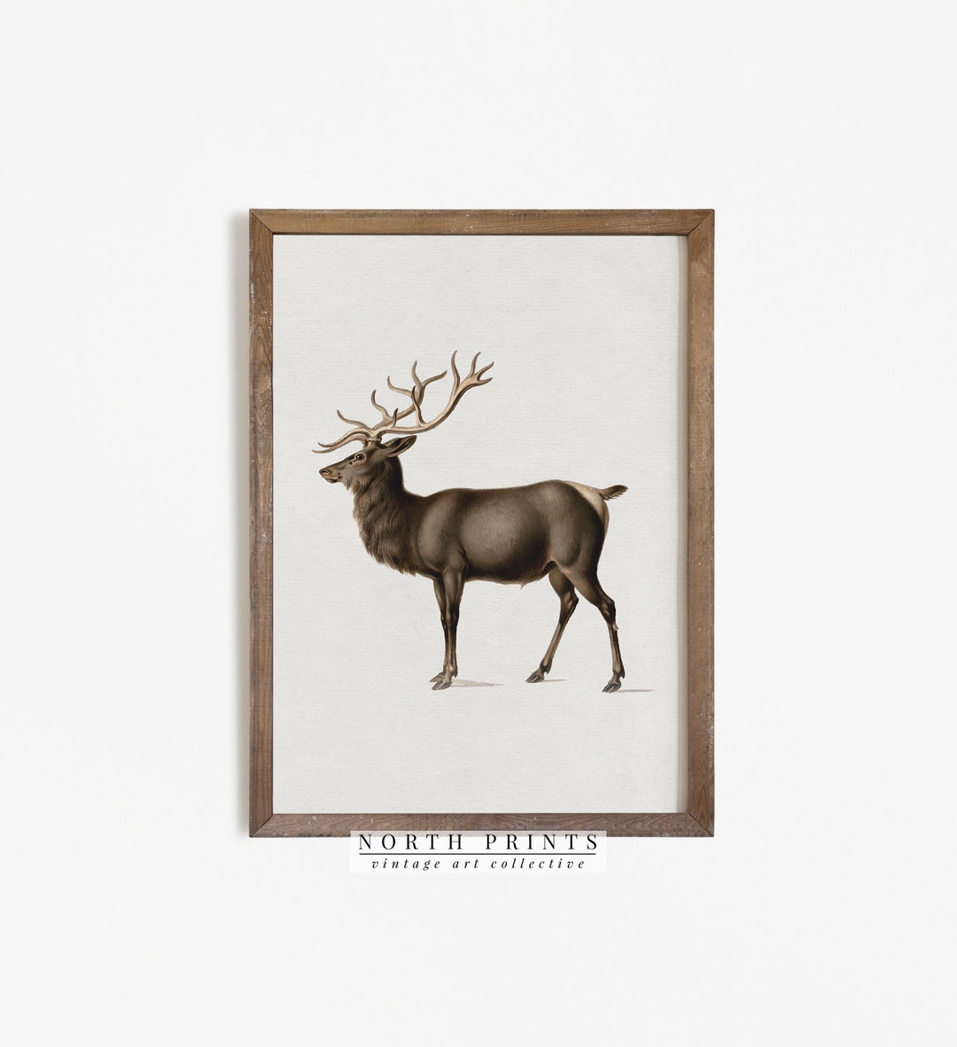 Vintage Reindeer Wall Art Farmhouse Christmas Winter Print Digital ...