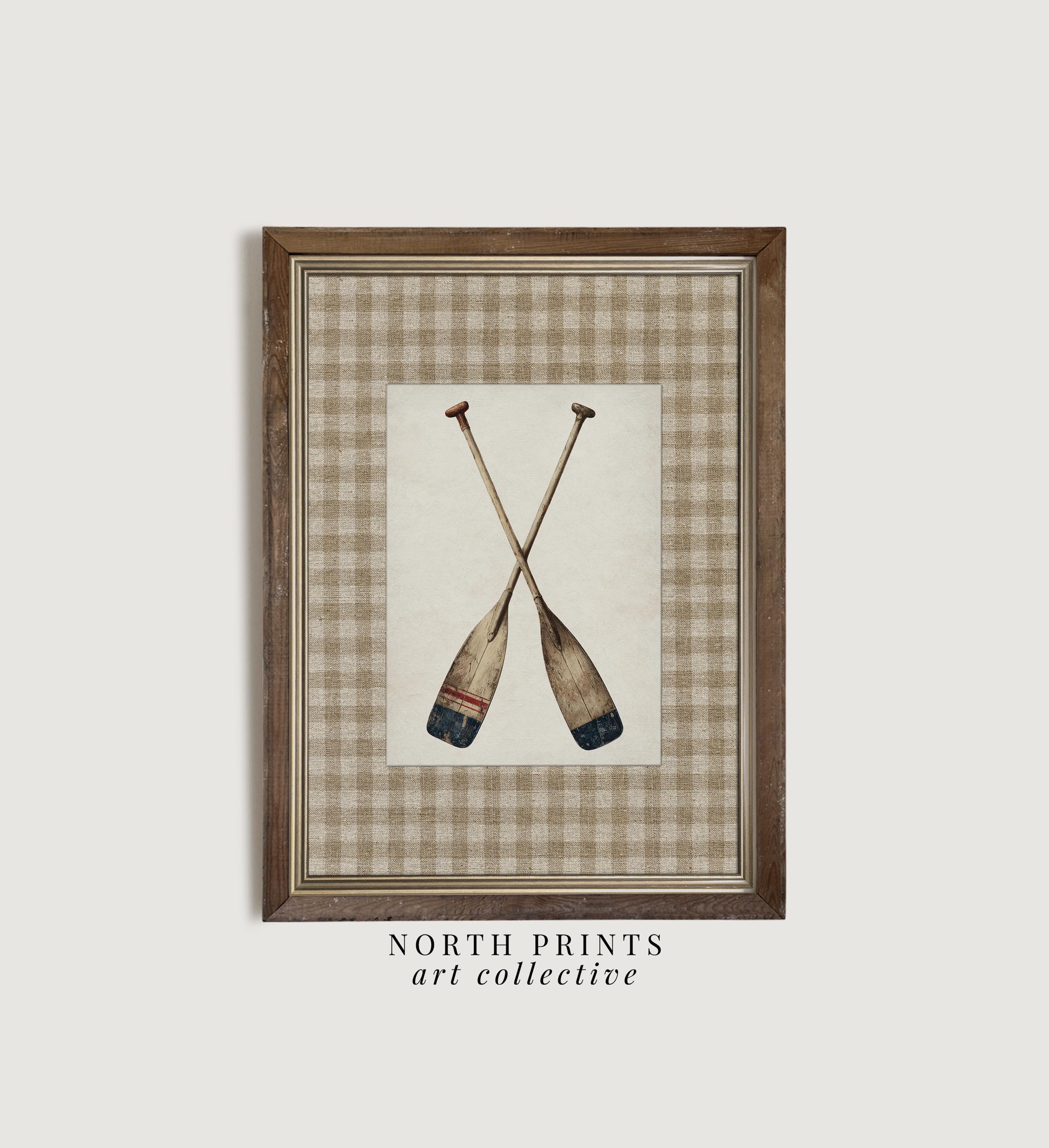 Preppy Rowing Oars Print: Coastal Lake House Wall Art Decor, Digital ...