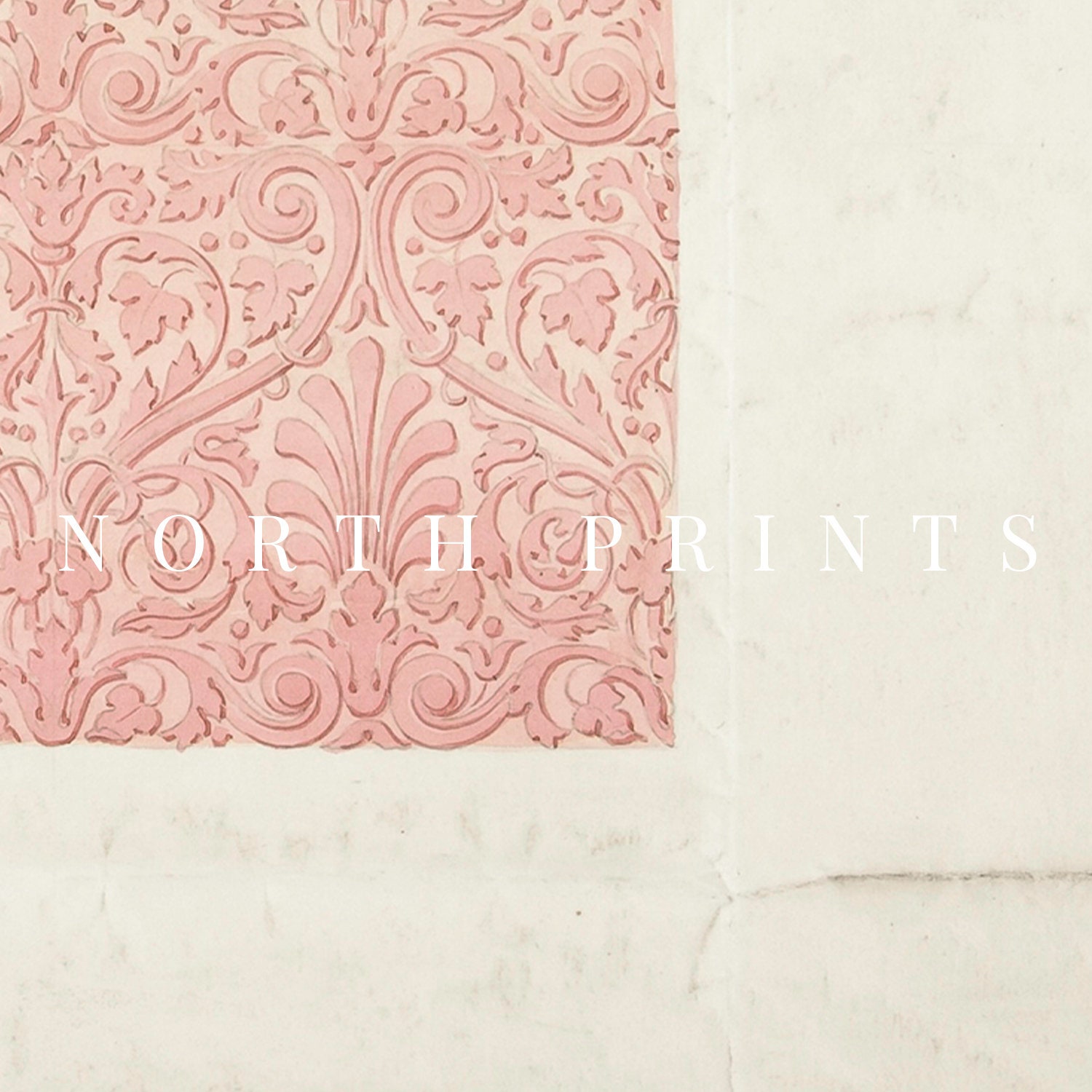 Antique Pink Textile Pattern Art Print Vintage Bedroom Wall - Etsy