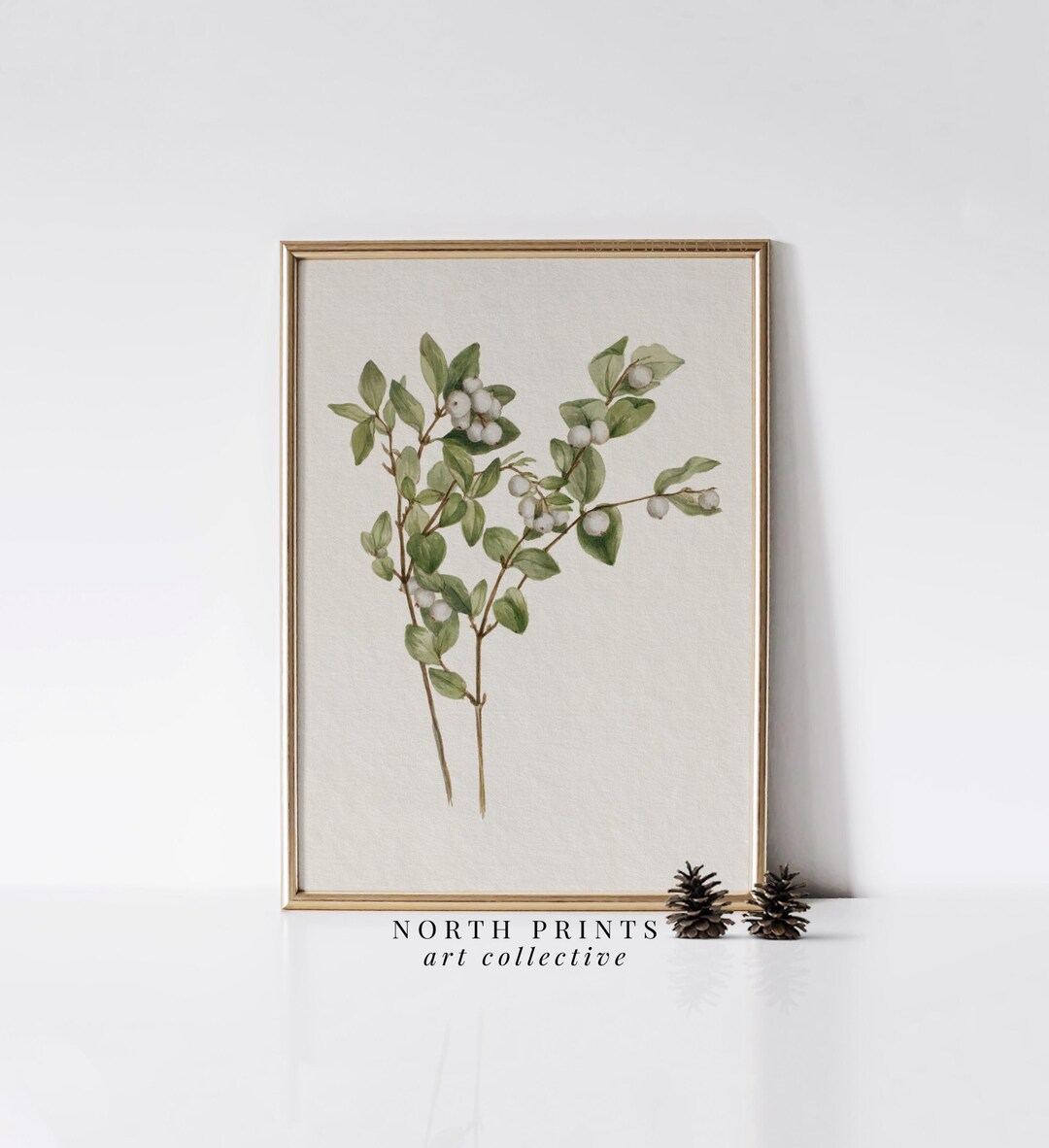 Winter Botanical Wall Decor, Snowberry Watercolor Painting, Neutral ...