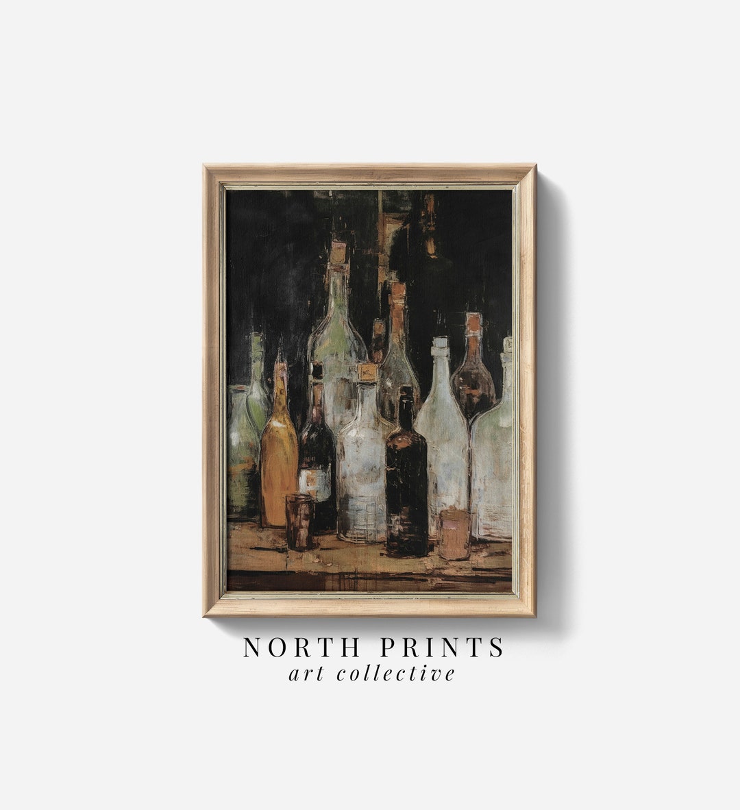 Abstract Bottle Dining Room Painting Wall Art PRINTABLE | Vintage Fine ...