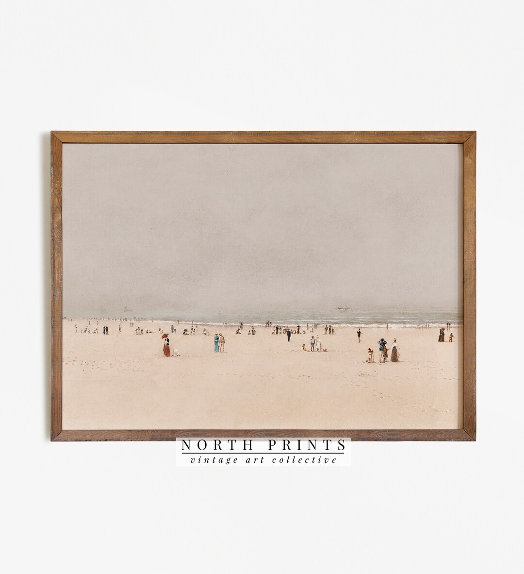 Neutral Beach Print Muted Vintage Coastal Painting Tonal Art Digital ...