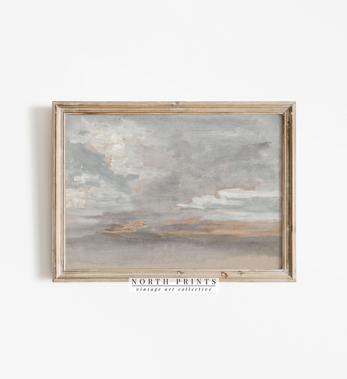 Vintage Neutral Cloud Painting Landscape Print Modern - Etsy